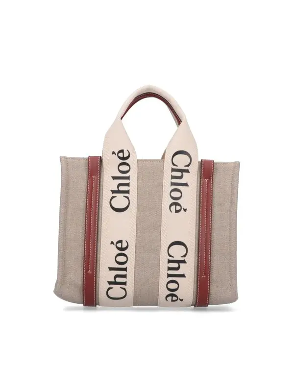 Chloé Small "woody" Tote Bag - Cream