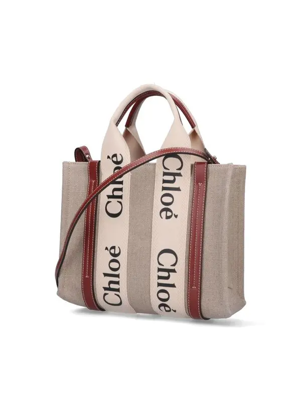 Chloé Woody Small Tote Bag - White