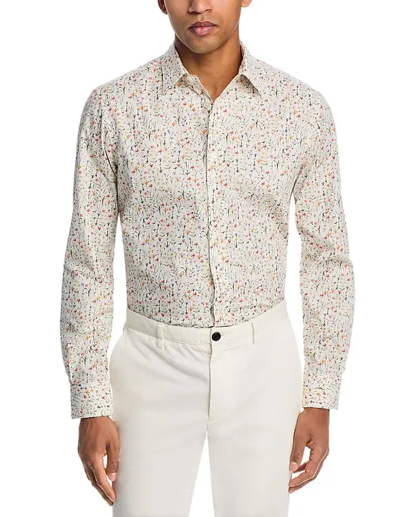 Paul Smith Tailored Fit Garden Print Shirt - Orange