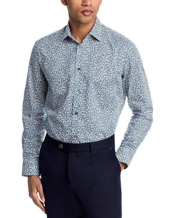 Paul Smith Tailored Fit Floral Print Shirt - Navy