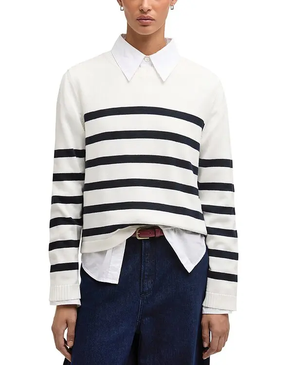 Barbour Fern Striped Sweater - Cloud/navy