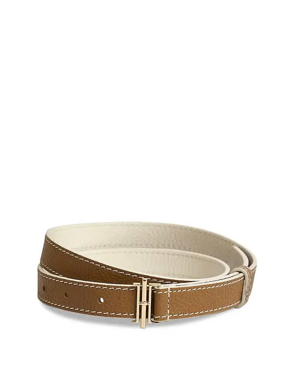 HOBBS LONDON Nala Grained Leather Skinny Belt - Tan Ivory