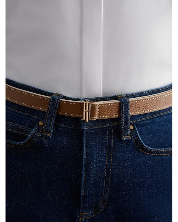 HOBBS LONDON Nala Grained Leather Skinny Belt