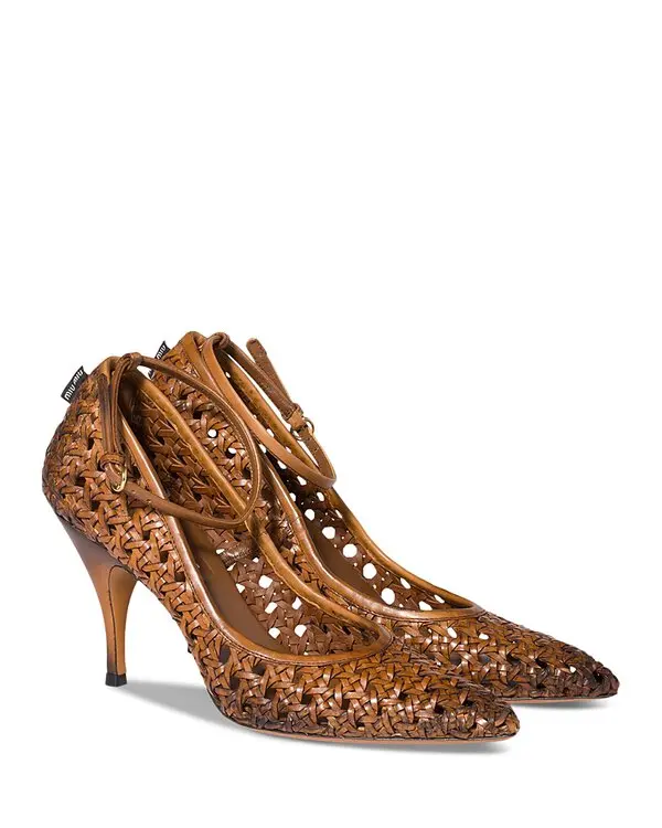 Miu Miu Leather Pumps - Cognac