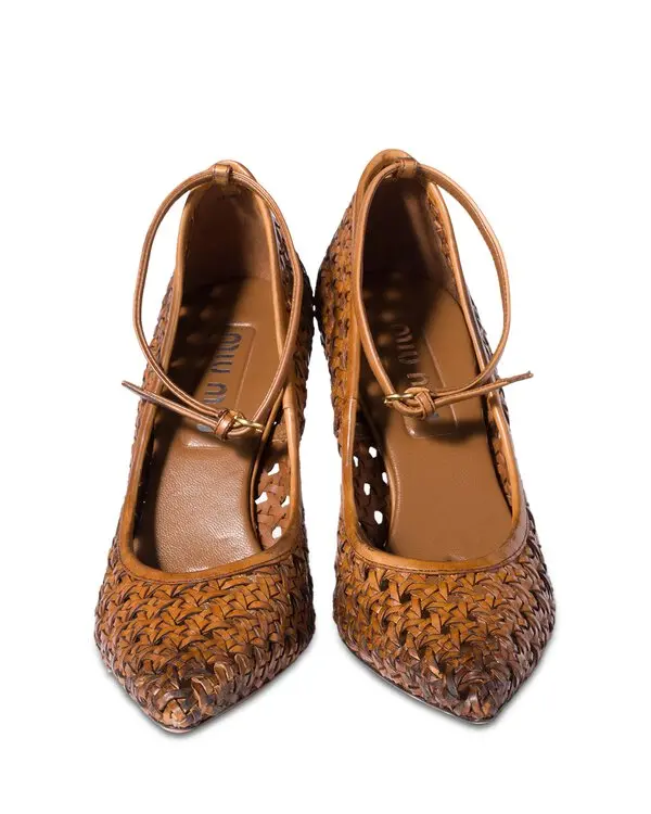 Miu Miu Leather Pumps - Cognac
