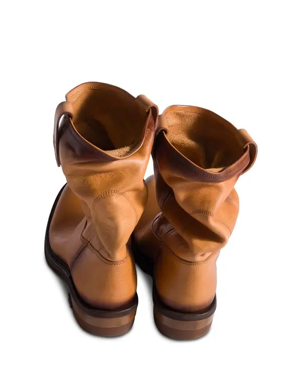 Miu Miu Leather Slouch Boots - Cuoio