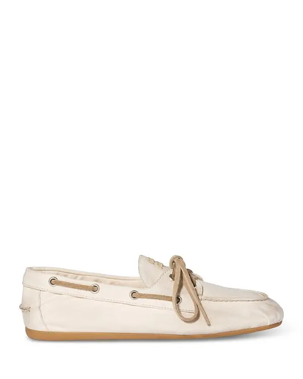Miu Miu Leather Moccasin Loafers - Ecru