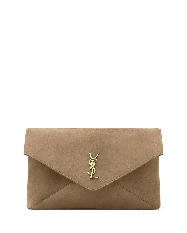 Saint Laurent Cassandre Large Envelope Pouch - Light Cumin