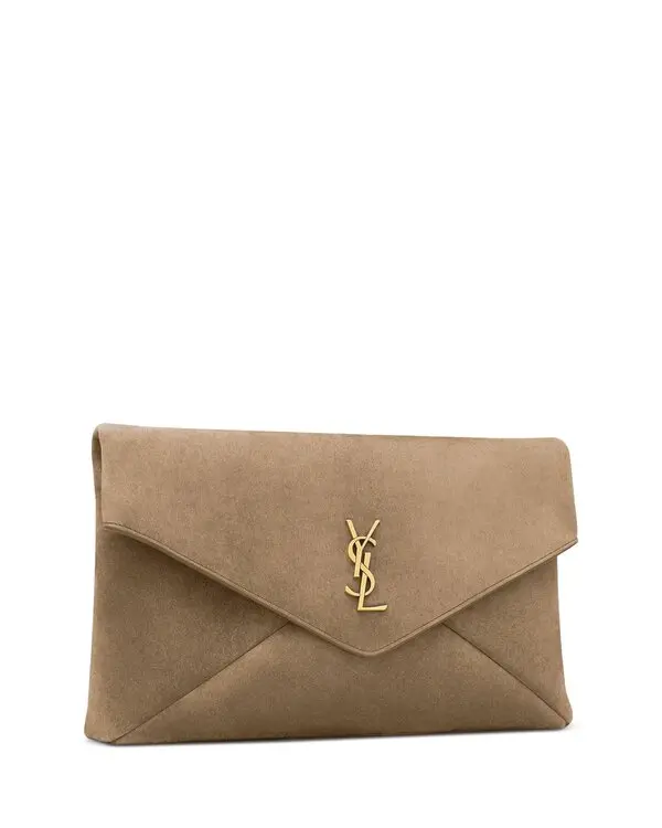 Saint Laurent Cassandre Large Envelope Pouch - Light Cumin