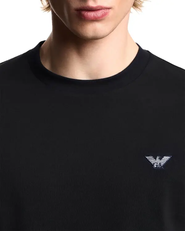 Emporio Armani Logo Slim Fit Tee - Solid Blue