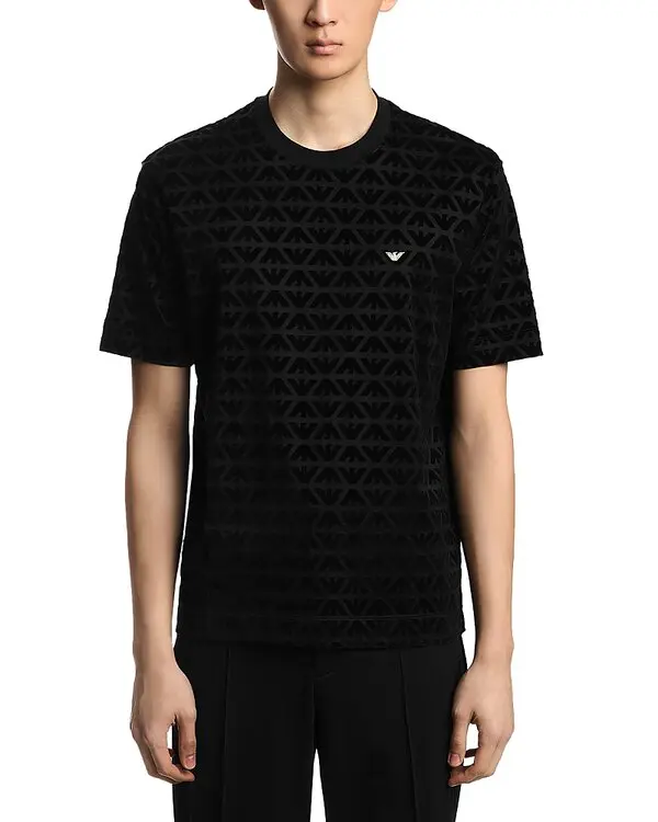 Emporio Armani Tonal Print Tee - Solid Black