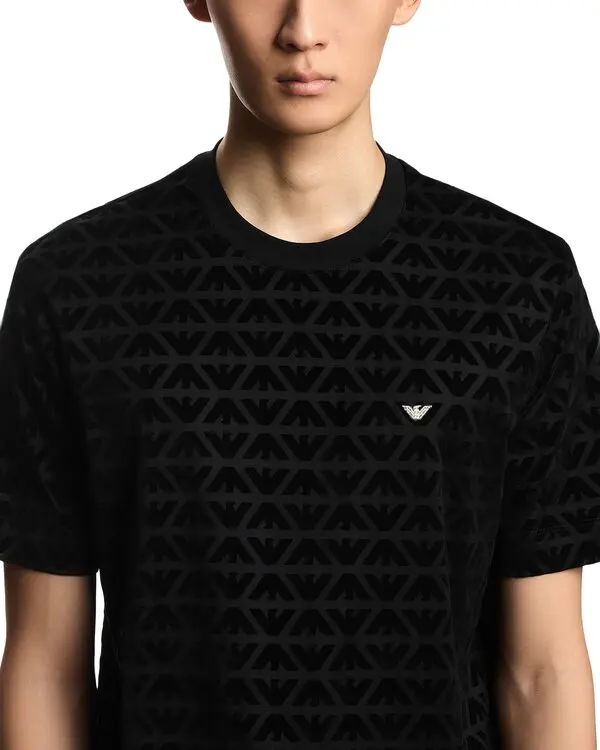 Emporio Armani Tonal Print Tee - Solid Black