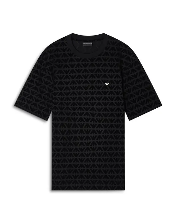 Emporio Armani Tonal Print Tee - Solid Black