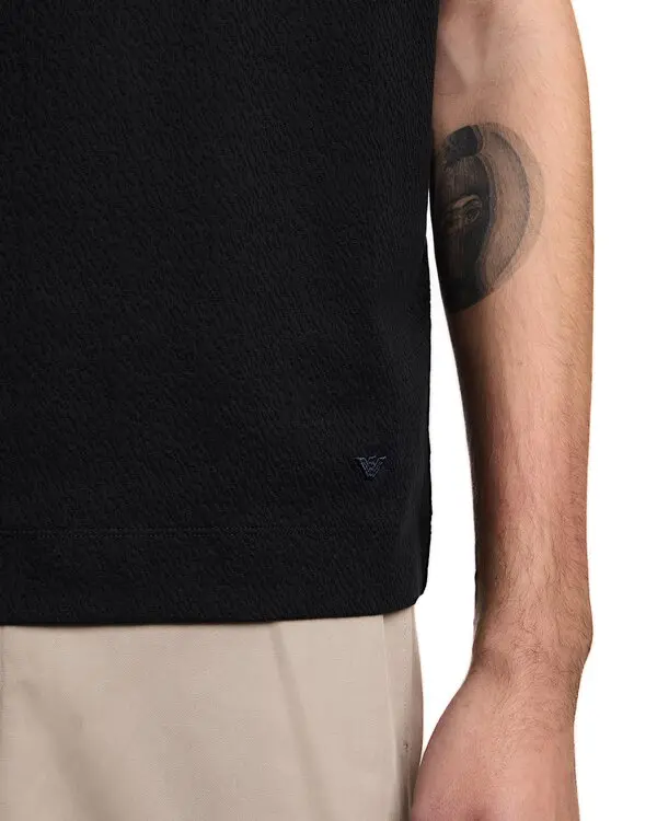 Emporio Armani Jacquard Tee - Solid Blue