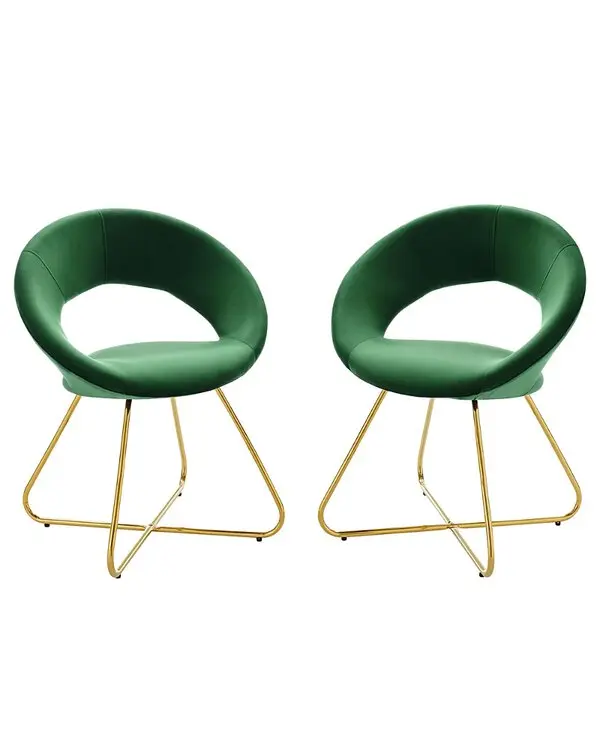 MODWAY Nouvelle Performance Velvet Dining Chair, Set Of 2 - Gold Emerald