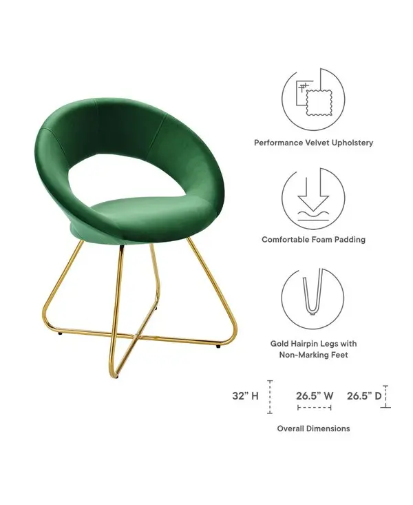 MODWAY Nouvelle Performance Velvet Dining Chair, Set Of 2 - Gold Emerald