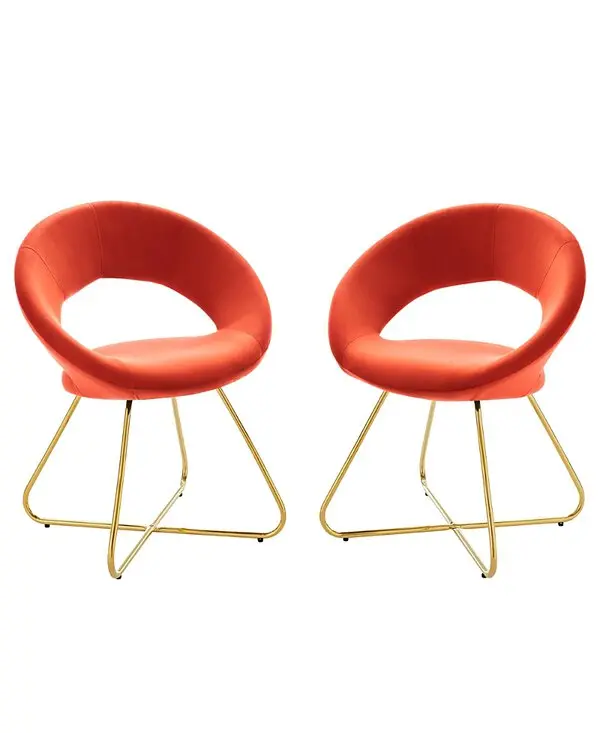 MODWAY Nouvelle Performance Velvet Dining Chair, Set Of 2 - Gold Orange