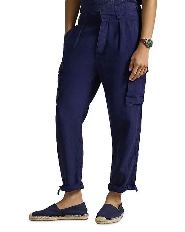 Polo Ralph Lauren Lateef Slim Tapered Fit Linen Cargo Pants - Navy