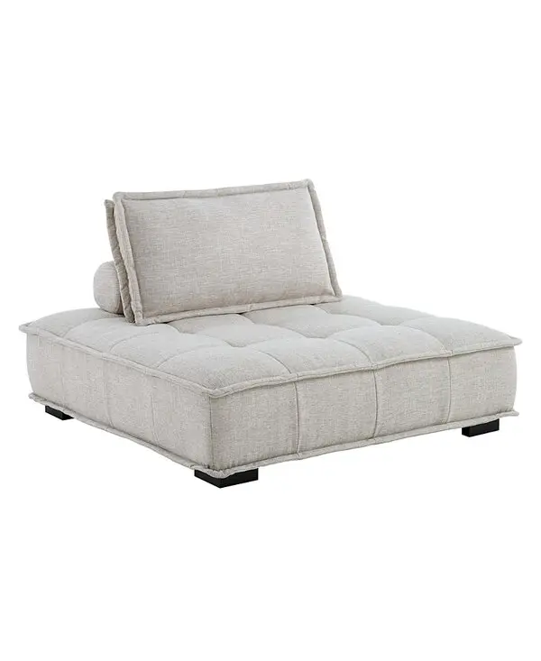 MODWAY Saunter Tufted Fabric Armless Chair - Beige