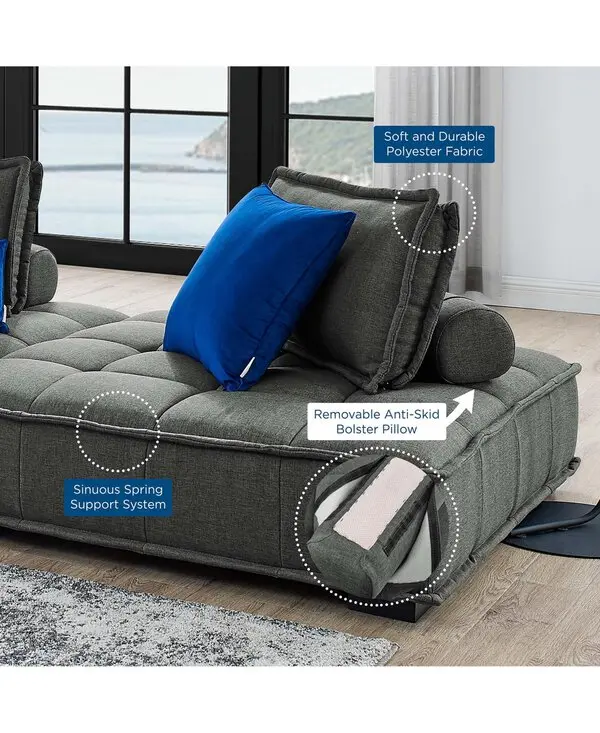 MODWAY Saunter Tufted Fabric Armless Chair - Gray