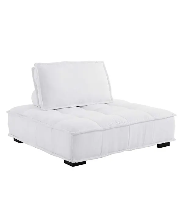 MODWAY Saunter Tufted Fabric Armless Chair - White