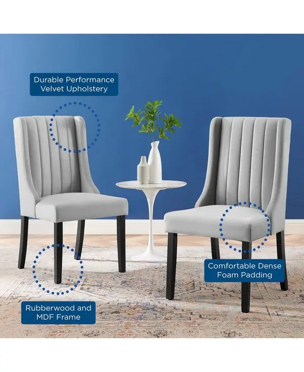 MODWAY Renew Parsons Performance Velvet Dining Side Chairs, Set Of 2
