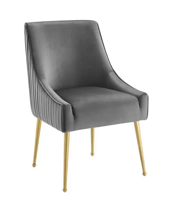MODWAY Discern Pleated Back Upholstered Performance Velvet Dining Chair, Set Of 2