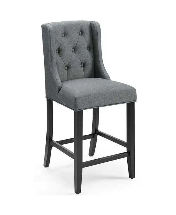 MODWAY Baronet Upholstered Fabric Counter Bar Stool, Set Of 2 - Gray