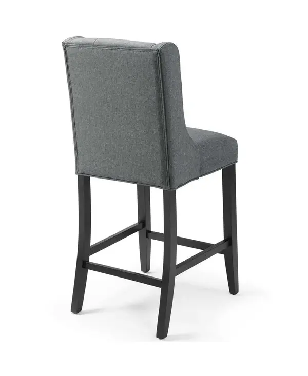 MODWAY Baronet Upholstered Fabric Counter Bar Stool, Set Of 2 - Gray