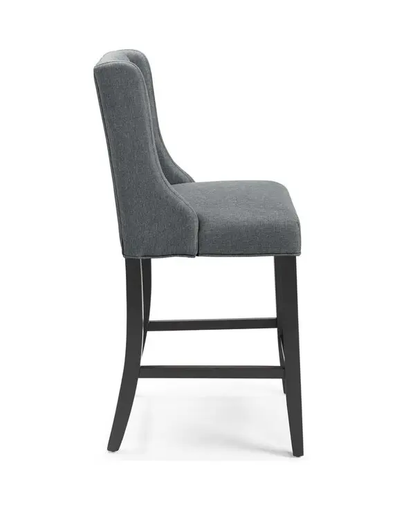 MODWAY Baronet Upholstered Fabric Counter Bar Stool, Set Of 2 - Gray
