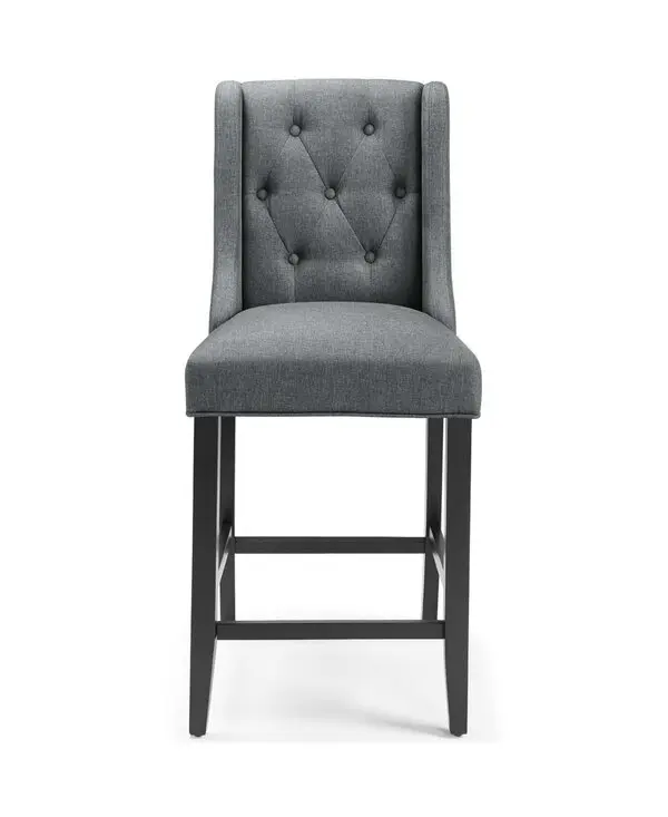 MODWAY Baronet Upholstered Fabric Counter Bar Stool, Set Of 2 - Gray