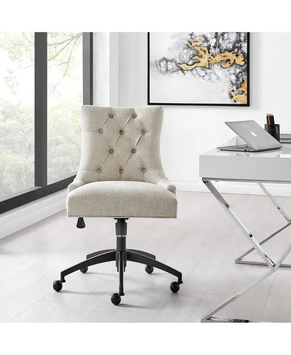 MODWAY Regent Tufted Fabric Office Chair - Black Beige