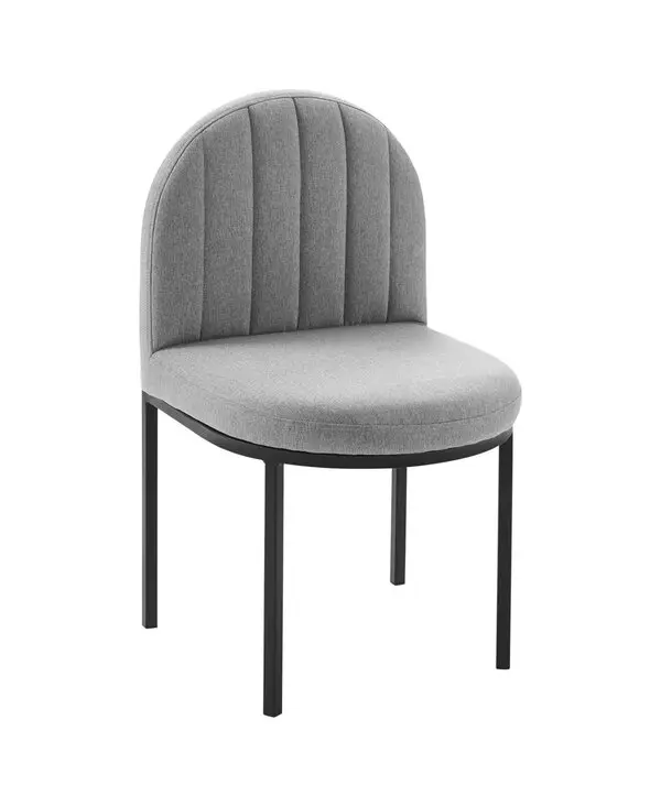 MODWAY Isla Upholstered Fabric Dining Side Chair, Set Of 2 - Black Light Gray