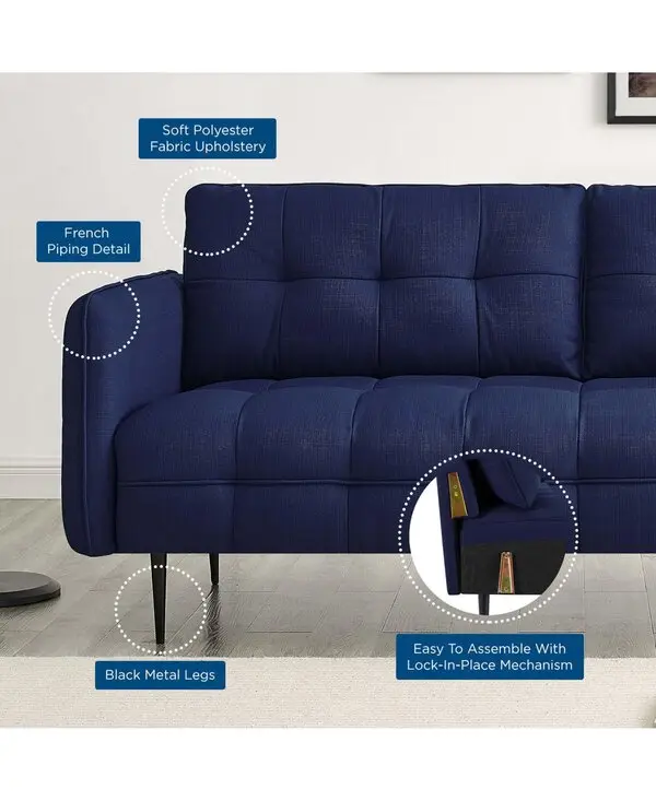 MODWAY Cameron Tufted Fabric Sofa - Royal Blue