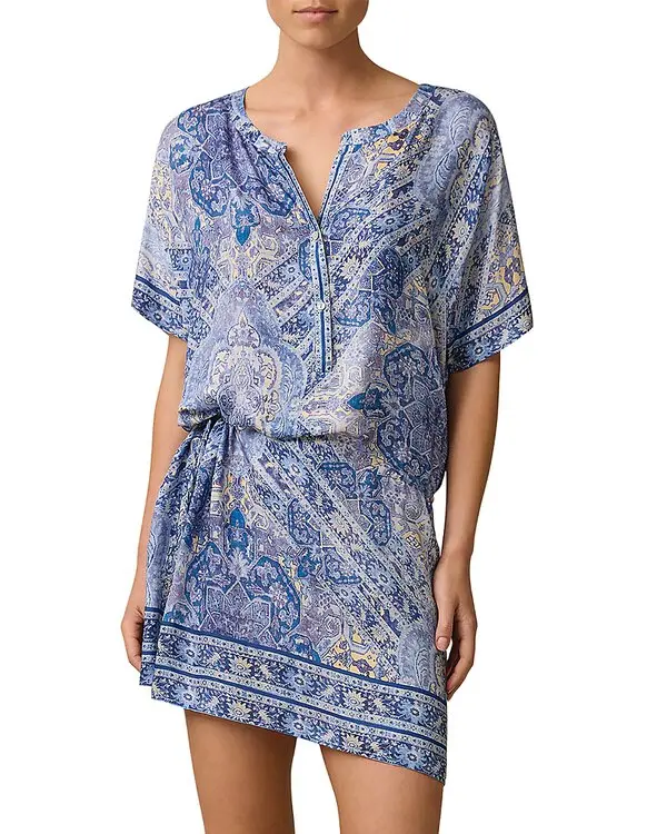 MONTE & LOU Short Sleeve Shirt Dress Swim Cover-up - Lauren