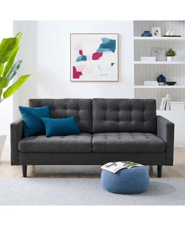 MODWAY Exalt Tufted Fabric Sofa - Charcoal