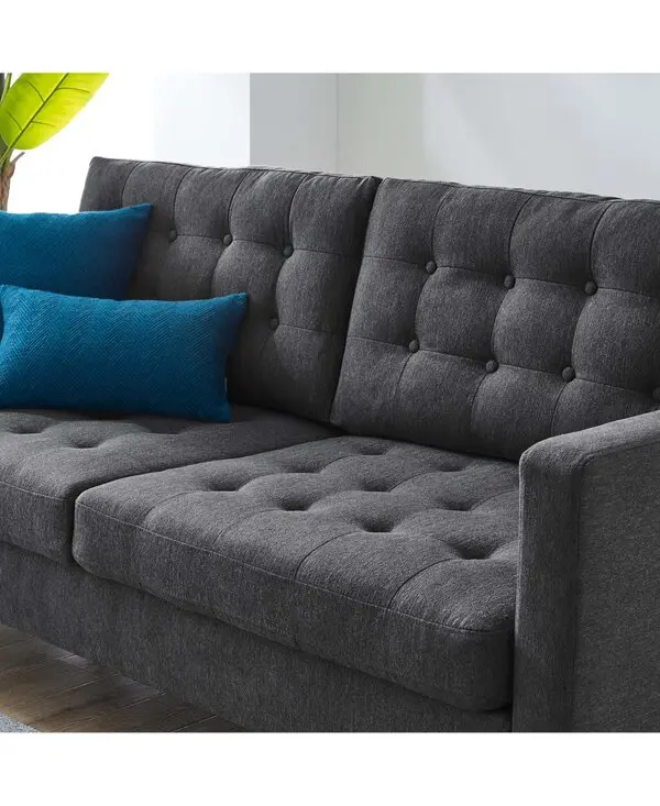 MODWAY Exalt Tufted Fabric Sofa - Charcoal