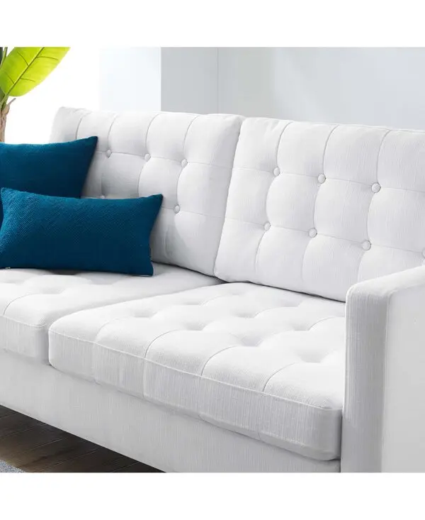 MODWAY Exalt Tufted Fabric Sofa - White