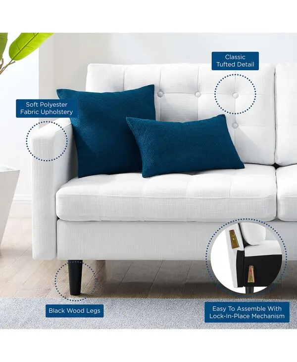 MODWAY Exalt Tufted Fabric Sofa - White
