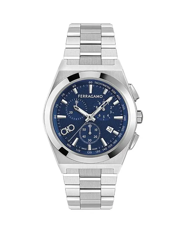 FERRAGAMO Vega Upper East Chronograph Bracelet Watch - Stainless Steel/blue