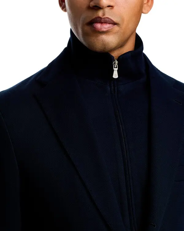 Eleventy Cotton Jersey Jacket With Removable Bib - Navy