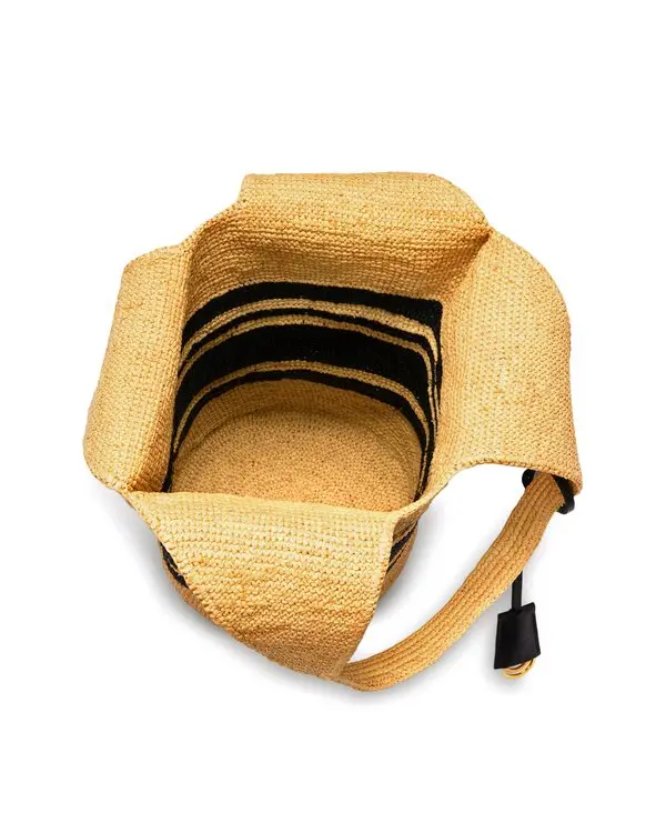 ANINE BING Leah Medium Striped Raffia Hobo Bag - Tan