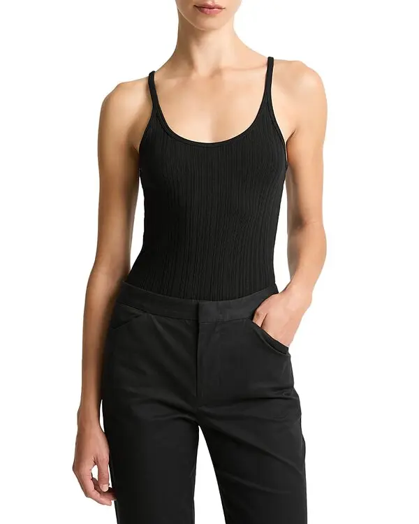 Vince Rib Knit Tank Top - Black