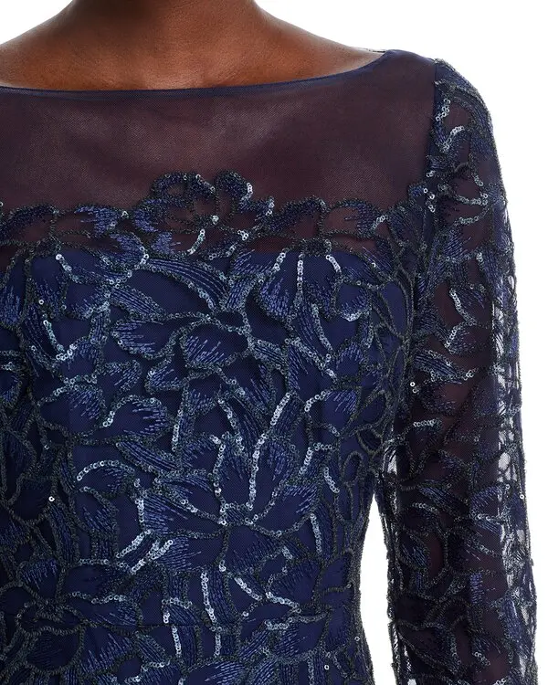 Theia Marbella Beaded Midi Dress