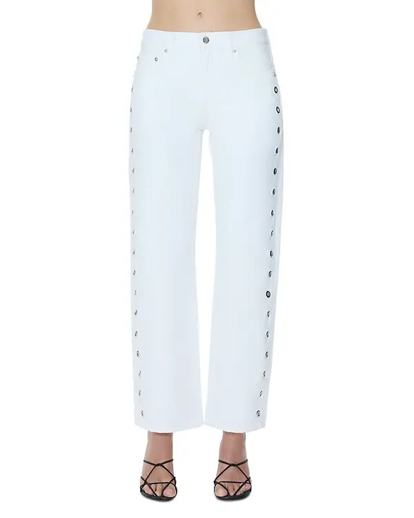 PISTOLA Lexi Mid-rise Straight Jeans With Bow Detail - Vivid White