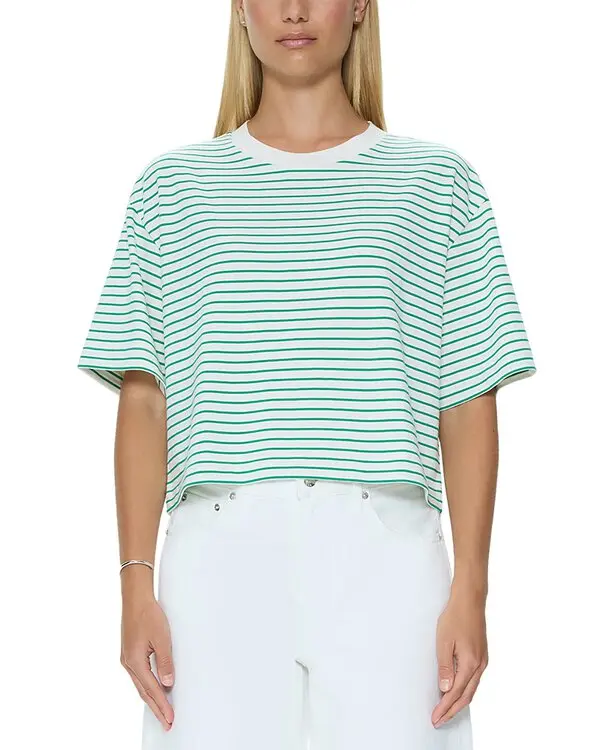 PISTOLA Mae Cropped Tee - Vert Stripe