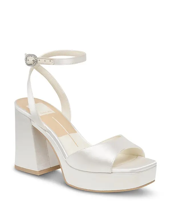 Dolce Vita Felica Platform Sandals - White Satin