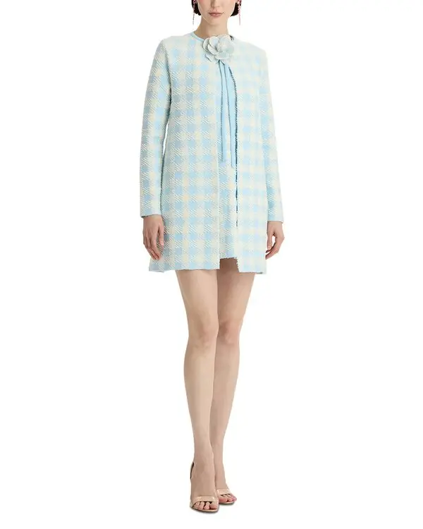 Oscar De La Renta Gingham Jacquard Knit Coat