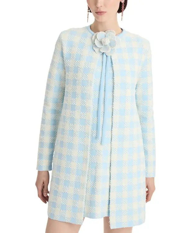 Oscar De La Renta Gingham Jacquard Knit Coat