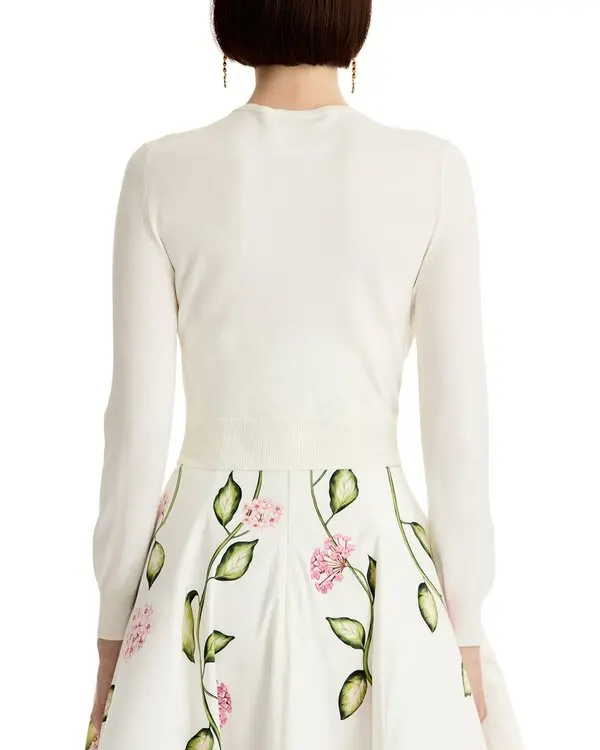 Oscar De La Renta Embroidered Wool Cardigan